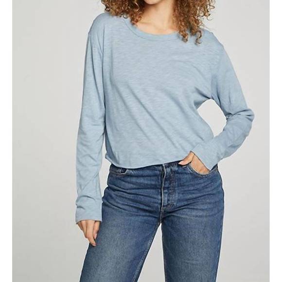 Chaser | Tops | New Chaser Long Sleeve Cropped Tee In Light Muted Blue ...